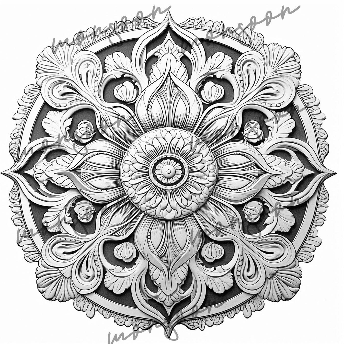 3D Mandalas Coloring Book Grayscale (Digital) – Monsoon Publishing USA