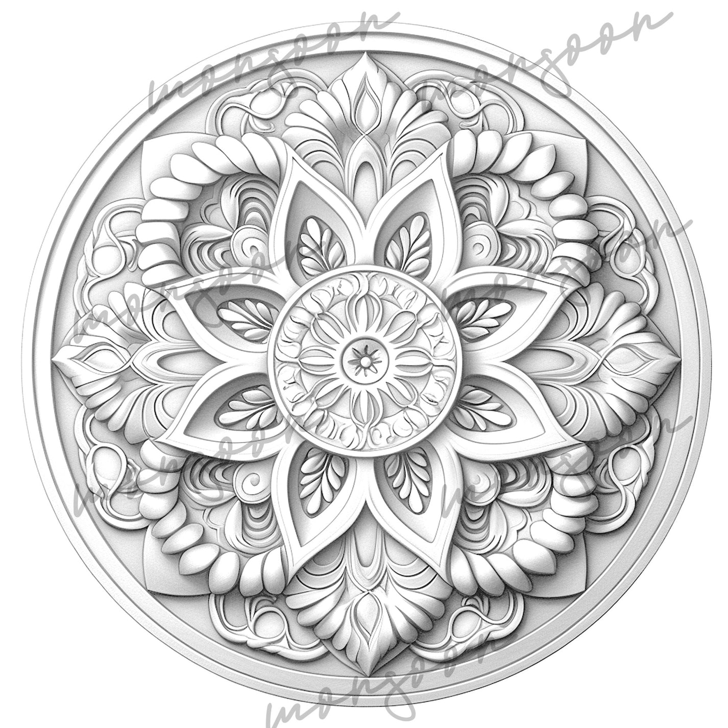 3D Mandalas Coloring Book Grayscale (Digital) – Monsoon Publishing USA