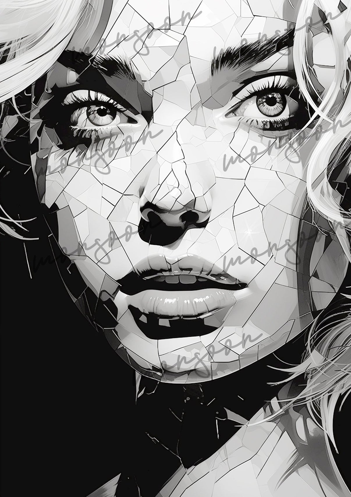 Abstract Faces Coloring Book Grayscale (Digital) – Monsoon Publishing USA