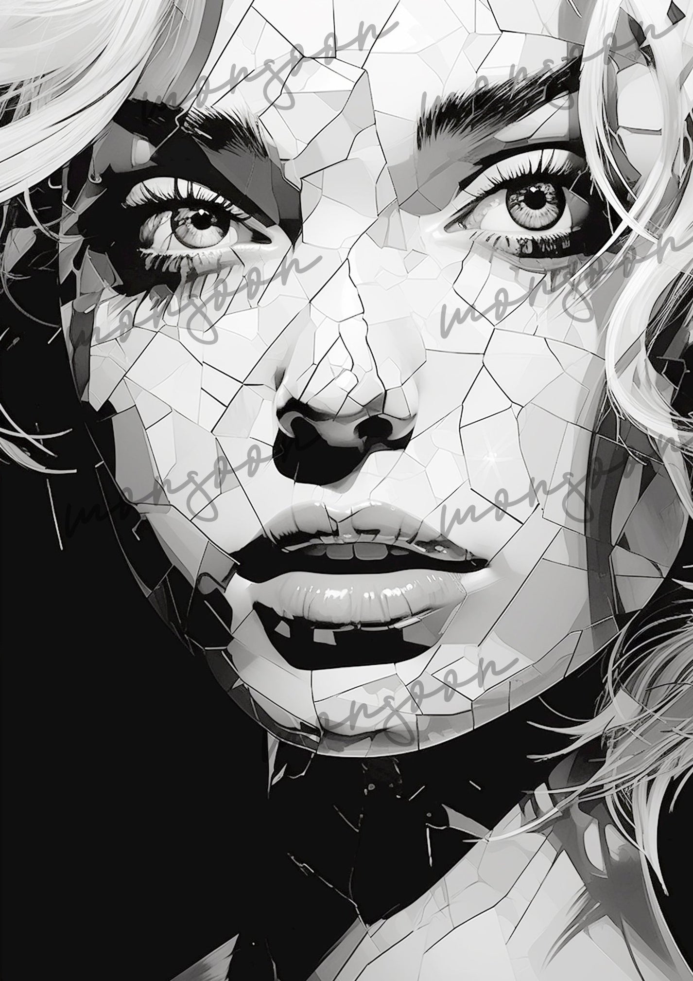 Abstract Faces Coloring Book Grayscale (Digital) – Monsoon Publishing USA