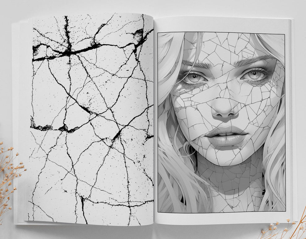 Abstract Faces Coloring Book Grayscale (Digital) – Monsoon Publishing USA