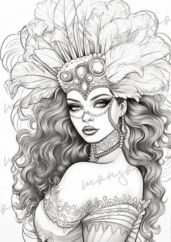 Brazilian Carnival Coloring Book Grayscale (Printbook) – Monsoon ...