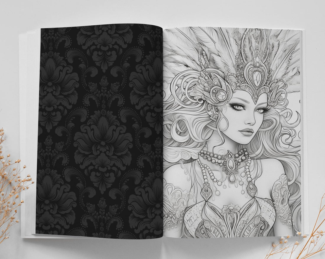 Brazilian Carnival Coloring Book Grayscale (Printbook) – Monsoon ...