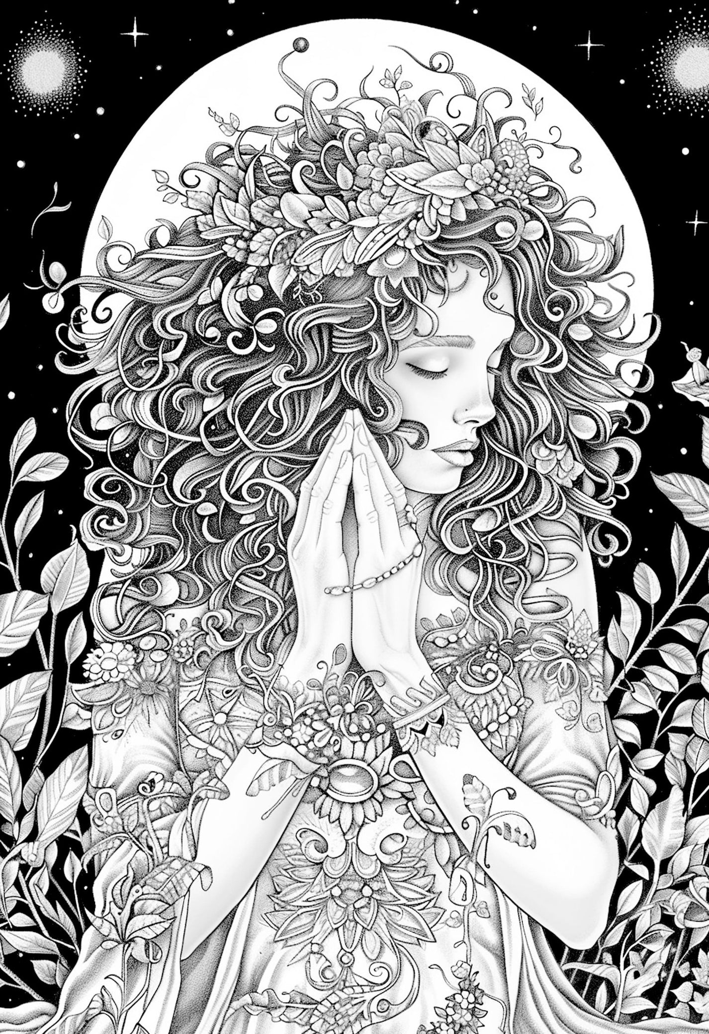 Moon Maiden Coloring Book Grayscale (Printbook) – Monsoon Publishing USA