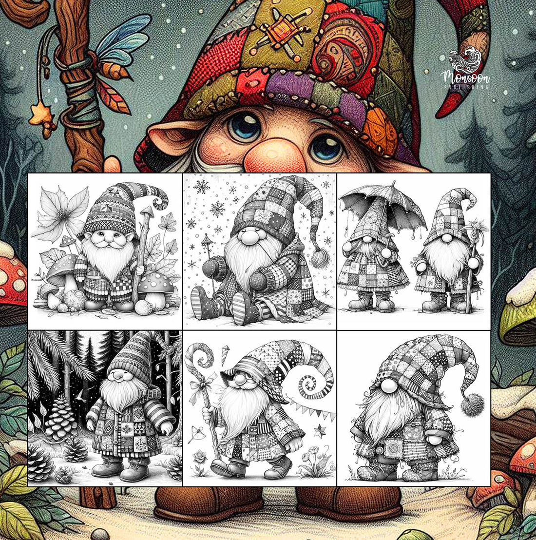 Patchwork Gnomes Coloring Book (Printbook) – Monsoon Publishing USA