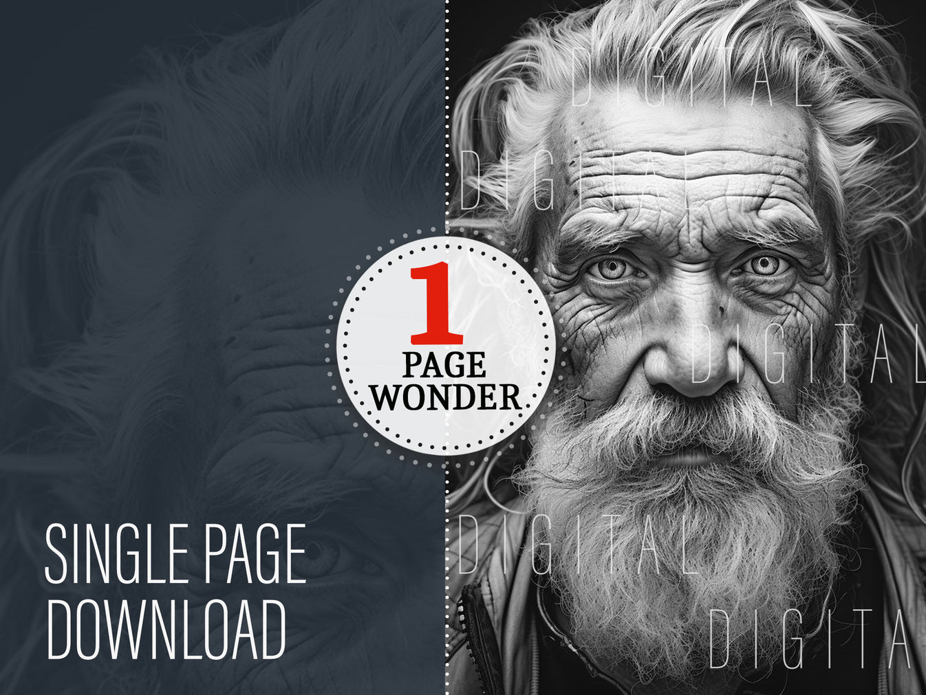 1 Old Man Portrait Coloring Page (Digital) – Monsoon Publishing USA