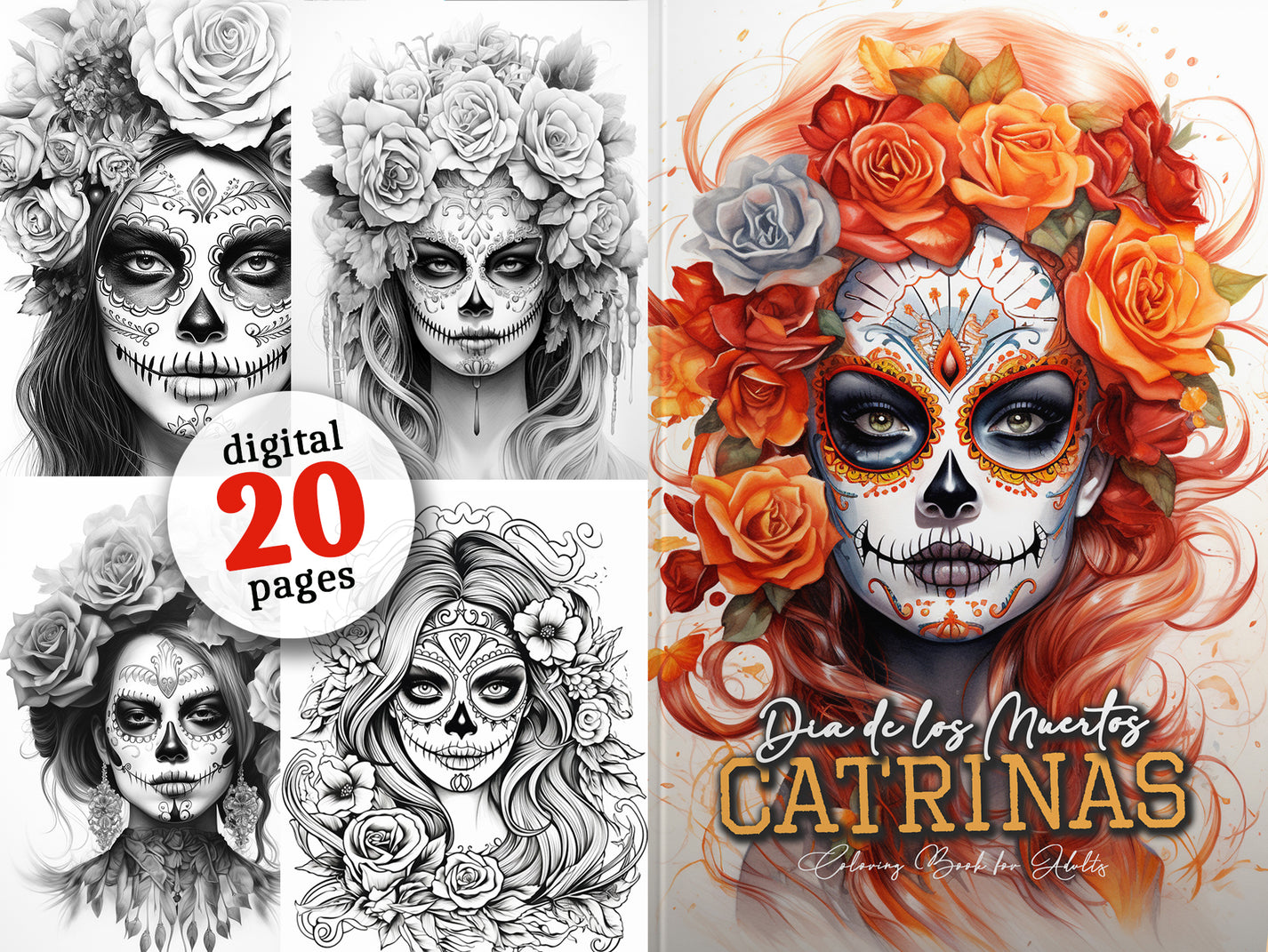 Sugar Skulls Coloring Book Grayscale (Digital) – Monsoon Publishing USA