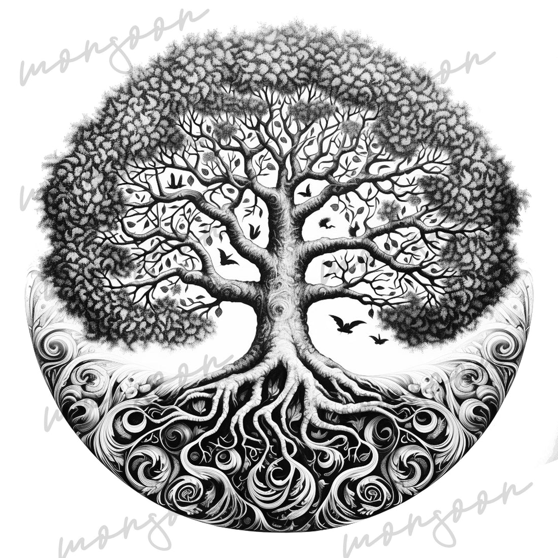 Tree of Life Coloring Book Grayscale (Printbook) – Monsoon Publishing USA